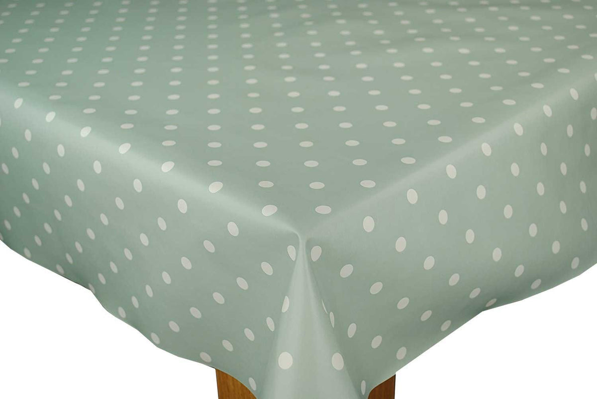 Duck Egg Green Dotty PVC Wipe Clean Tablecloth by Karina Home 200 x 13