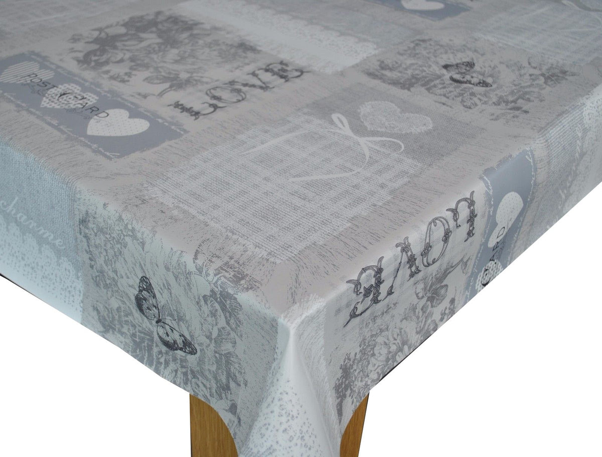Home Sweet Home Grey PVC WIPE CLEAN TABLECLOTH BY KARINA HOME 200CM X ...
